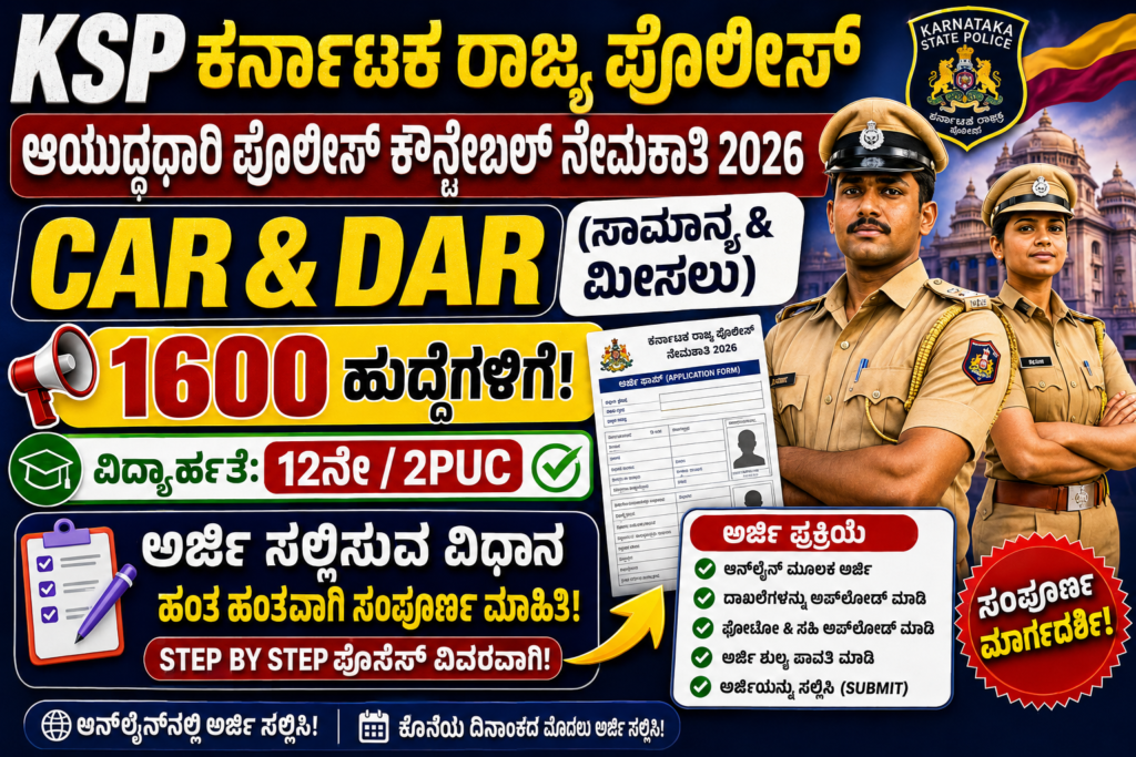 Karnataka Armed Police Constable Recruitment 2026: Apply Online for ...